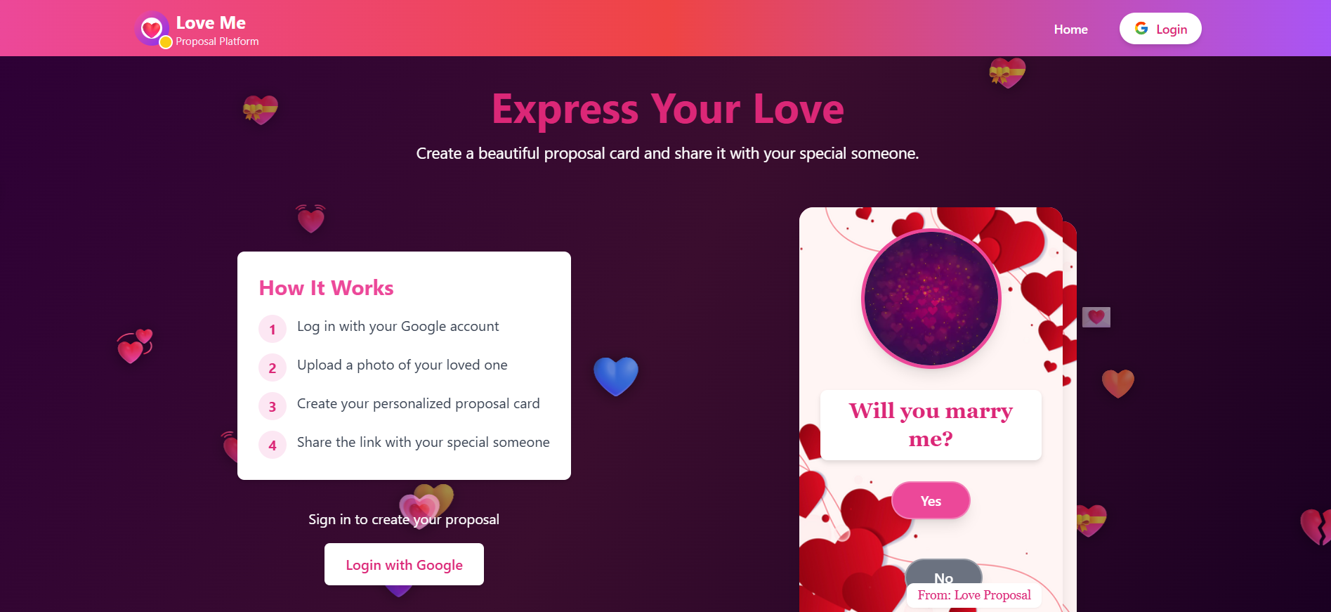 Create Beautiful Digital Love Cards & Marriage Proposals | Love Proposal